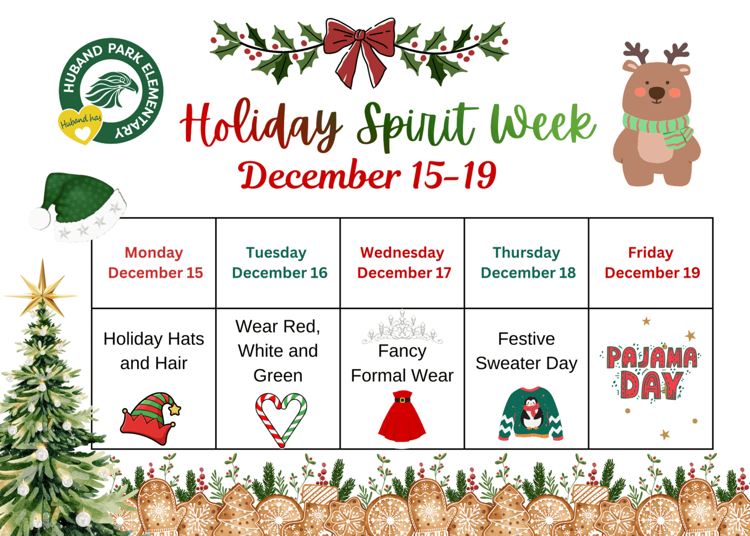 Holiday Spirit Week – Huband Park Elementary